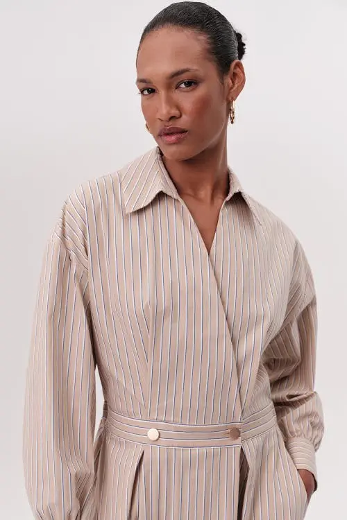 EXQUISE Kaitlynn Striped Midi Dress