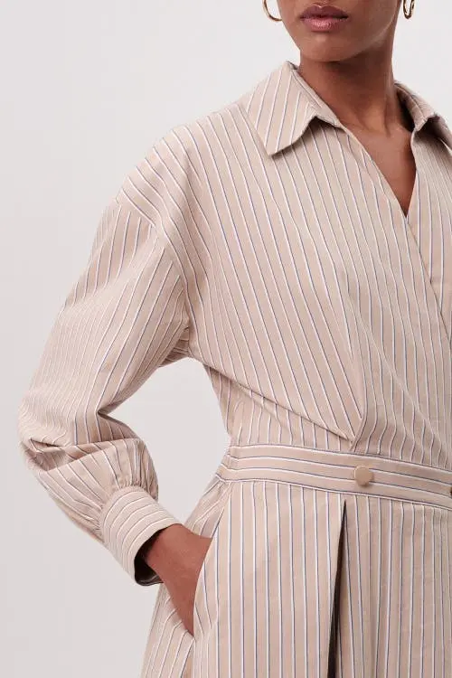 EXQUISE Kaitlynn Striped Midi Dress