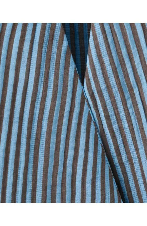 Mango Striped Halter Top With Knot Detail - Blue
