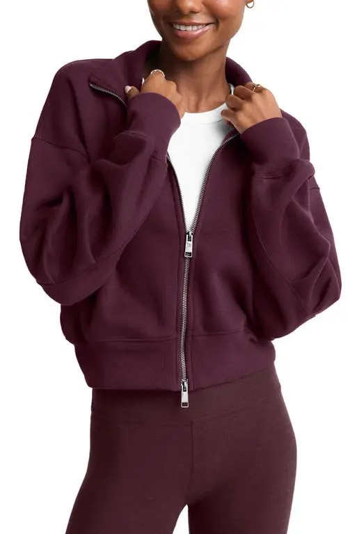 Beyond Yoga Luxe Fleece Double Zip Jacket - Cabernet