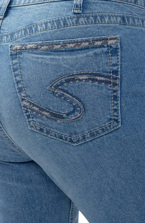 SILVER JEANS CO. Suki Curvy Mid Rise Bootcut Jeans With Ripped Details