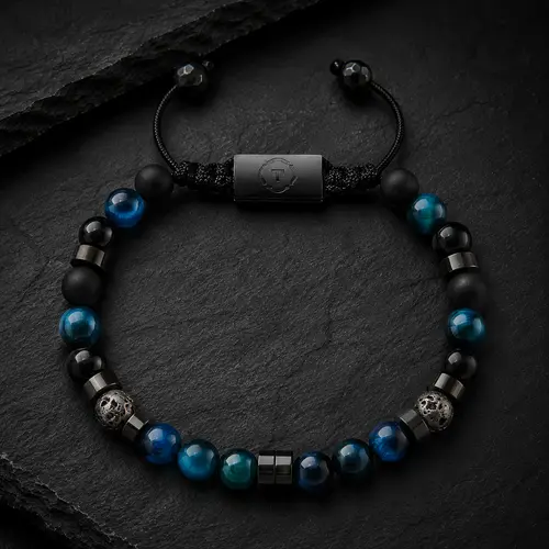 TORRELA Sodalite, Heishi Onyx, And Lava Stone Beaded Bracelet With Stainless Steel Accents