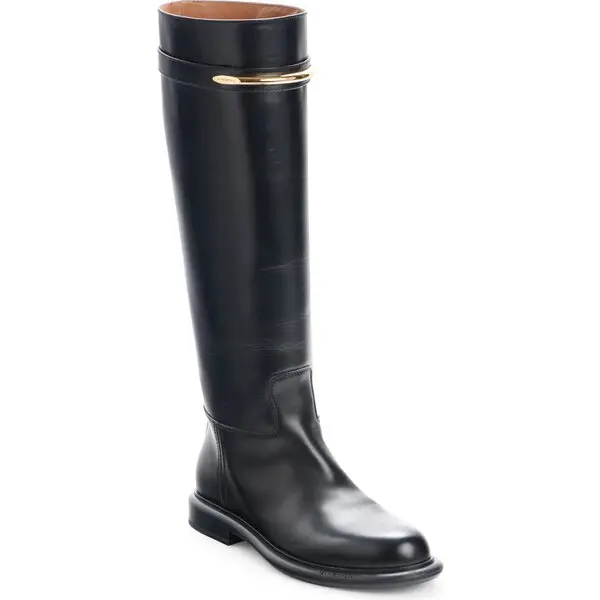 Givenchy Knee High Leather Boots With Metallic Detail