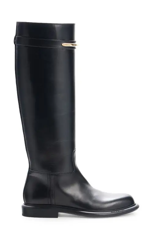 Givenchy Knee High Leather Boots With Metallic Detail
