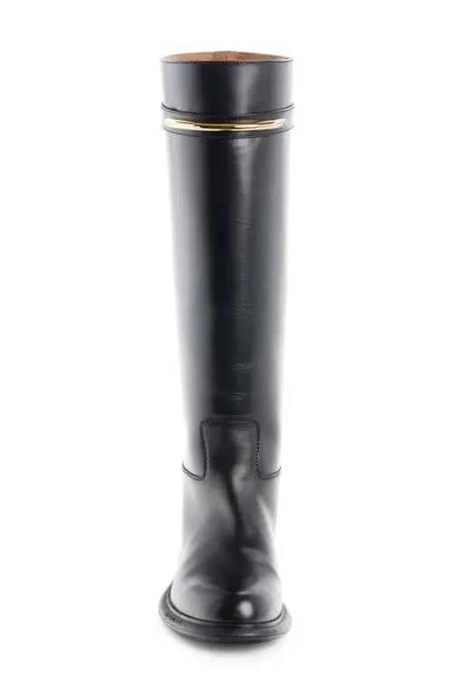Givenchy Knee High Leather Boots With Metallic Detail