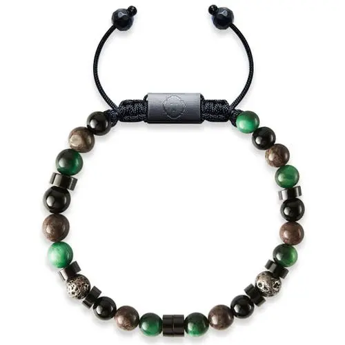 TORRELA Tiger Eye Jasper Beaded Bracelet With Stainless Steel Accents