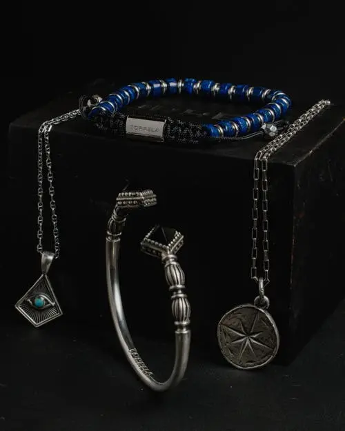 TORRELA Beaded Bracelet With Natural Stones And Stainless Steel Accents
