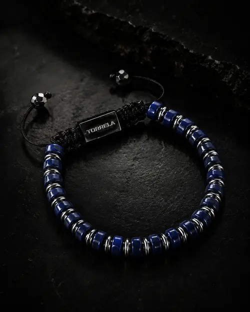 TORRELA Beaded Bracelet With Natural Stones And Stainless Steel Accents