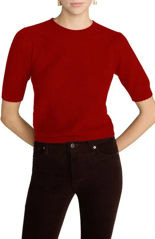 FRAME Gathered Honeycomb Cashmere Sweater - Paprika