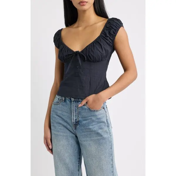 BDG URBAN OUTFITTERS Hallie Peasant Blouse - Black