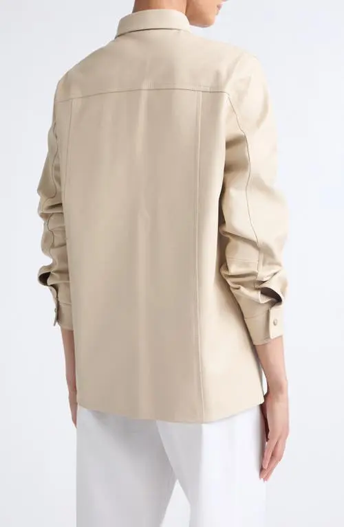 Eleventy Lambskin Leather Snap Front Shirt