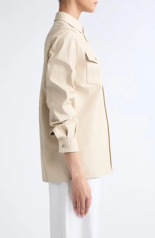 Eleventy Lambskin Leather Snap Front Shirt