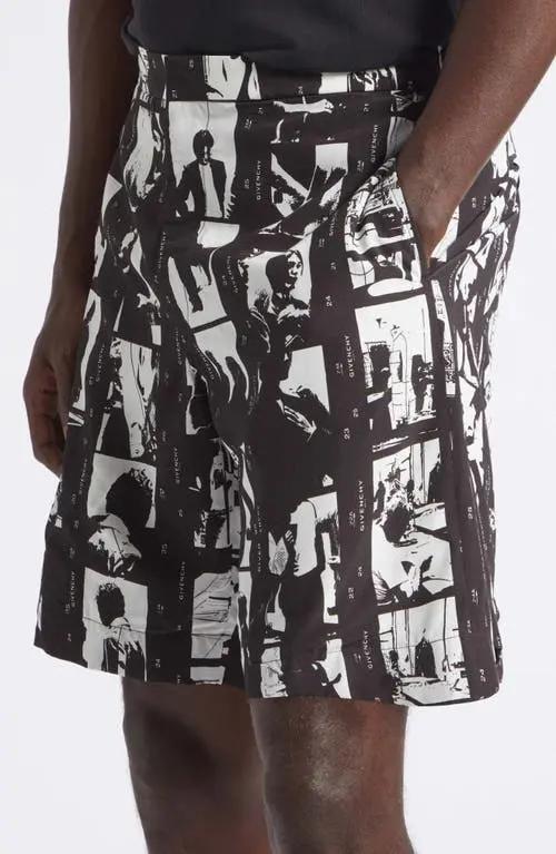 Givenchy Photographic Negative Print Formal Bermuda Shorts - Black/white