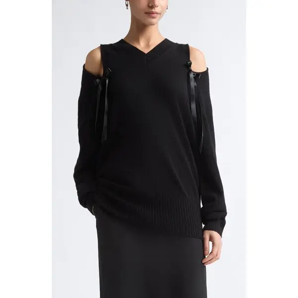 Simone Rocha Cashmere Sweater With Ribbon Detail - Black/black