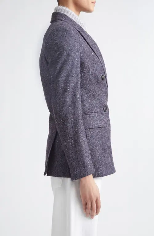 Eleventy Double Breasted Sequined Alpaca Blend Blazer