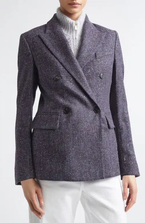 Eleventy Double Breasted Sequined Alpaca Blend Blazer
