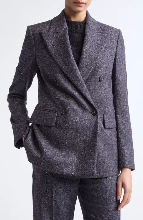 Eleventy Double Breasted Sequined Alpaca Blend Blazer