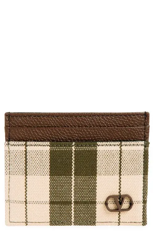 Valentino Garavani Vlogo Signature Check Canvas & Leather Card Case