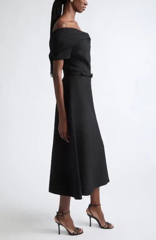 Oscar De La Renta Off-the-shoulder Tweed Midi Dress