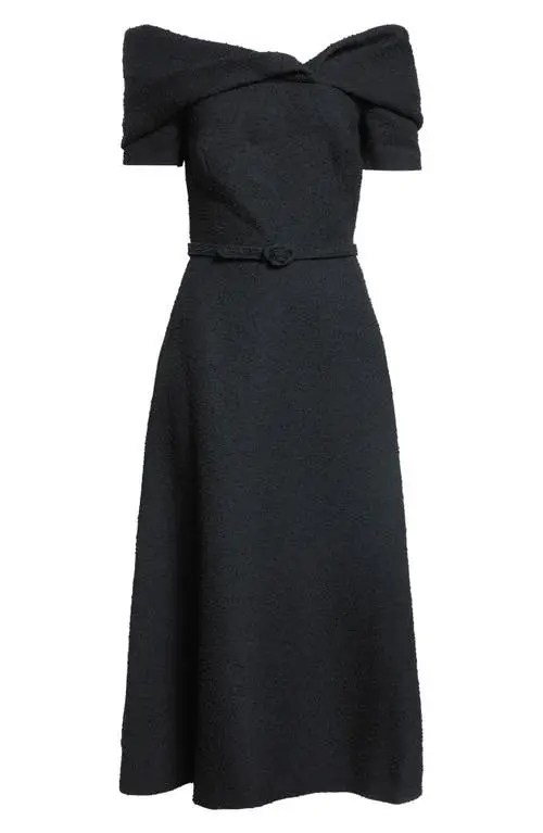 Oscar De La Renta Off-the-shoulder Tweed Midi Dress