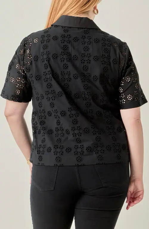 English Factory Embroidered Eyelet Cotton Camp Shirt