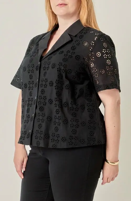 English Factory Embroidered Eyelet Cotton Camp Shirt