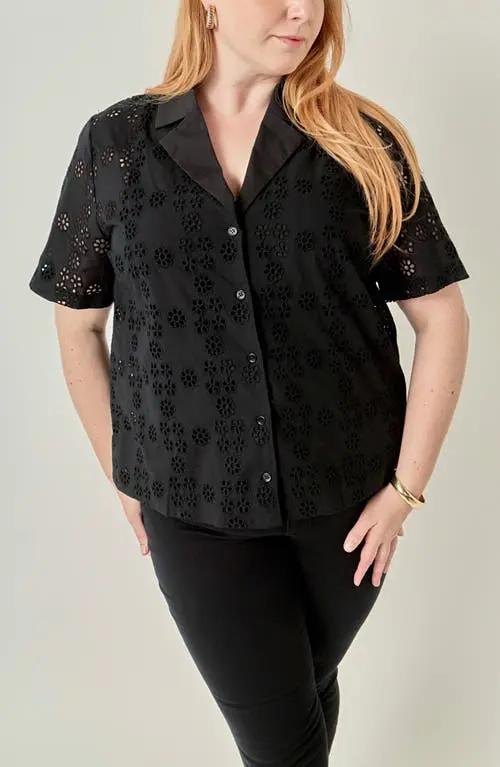 English Factory Embroidered Eyelet Cotton Camp Shirt