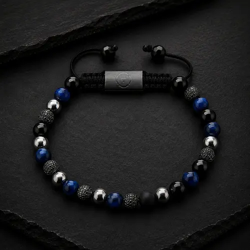 TORRELA Adjustable Zirconia Tiger Eye And Beaded Bracelet