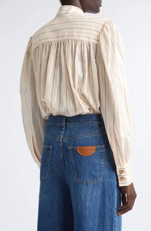 Chloé Striped Cotton And Silk Blend Poplin Button-up Shirt