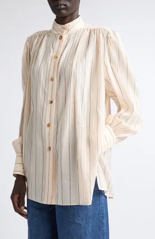 Chloé Striped Cotton And Silk Blend Poplin Button-up Shirt