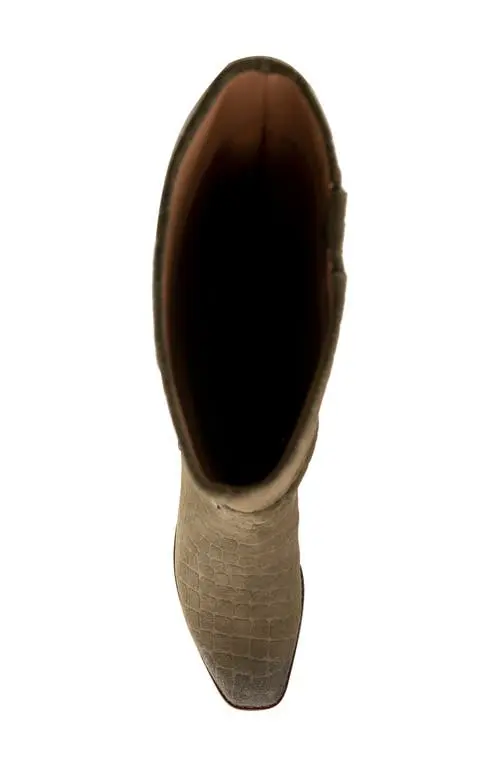 Gentle Souls Fabri Knee High Boot - Olive Embossed Suede