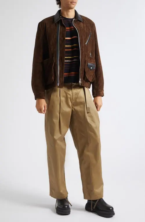 Sacai Suede And Leather Trimmed Bomber Jacket
