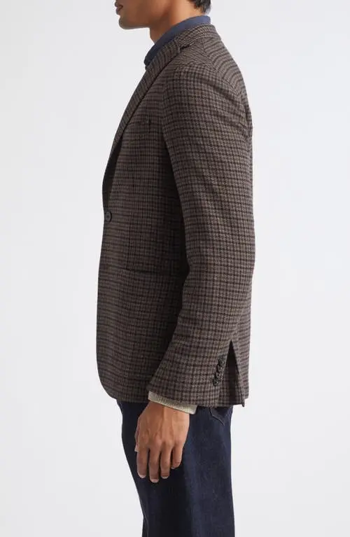 Boglioli K Houndstooth Plaid Wool & Cashmere Sport Coat - Black Brown