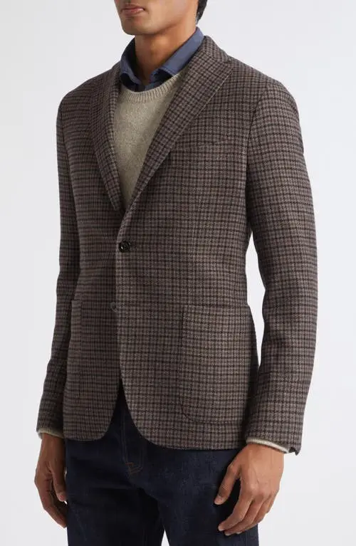 Boglioli K Houndstooth Plaid Wool & Cashmere Sport Coat - Black Brown