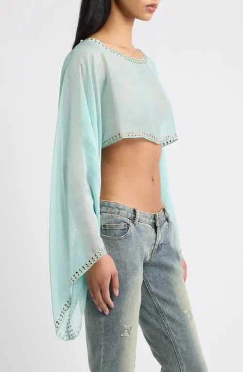 JADED LONDON Embellished Cape Top With Bell Sleeves