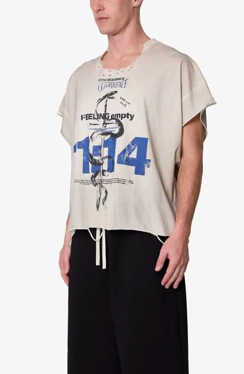 Mnml Sleeveless Distressed Graphic Cutoff T-shirt