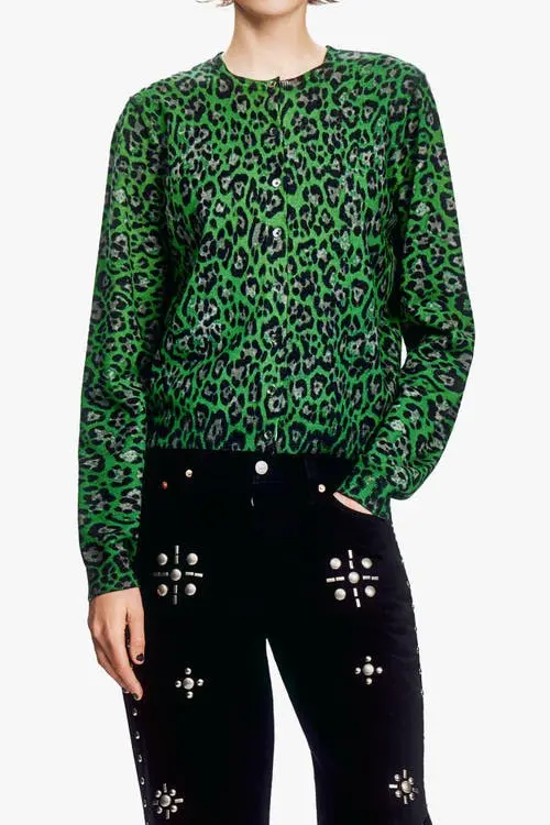 Anna Sui Jaguar Printed Knit Cardigan