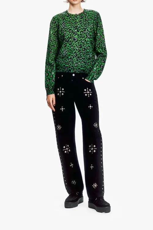 Anna Sui Jaguar Printed Knit Cardigan