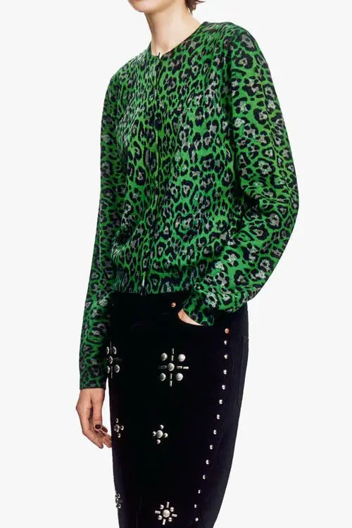 Anna Sui Jaguar Printed Knit Cardigan