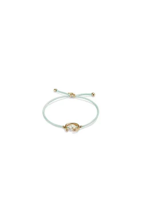 UNODE50 Blue Silk-style Thread Bracelet With Pearl Detail - Gold