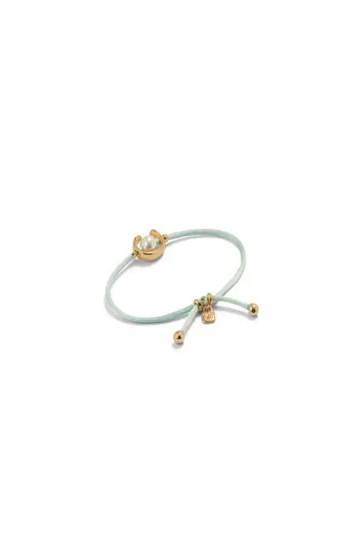 UNODE50 Blue Silk-style Thread Bracelet With Pearl Detail