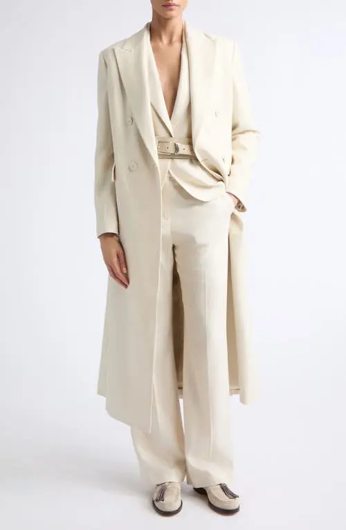 Eleventy Herringbone Wool Blend Duster Jacket - 00 Ivory