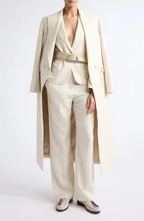 Eleventy Herringbone Wool Blend Duster Jacket - 00 Ivory