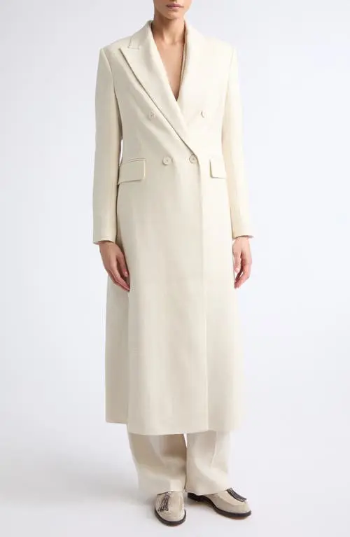 Eleventy Herringbone Wool Blend Duster Jacket - 00 Ivory