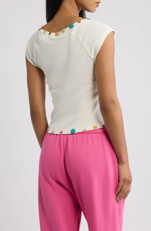 JADED LONDON Cotton Cut-out Top With Button Trim