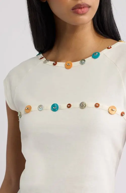 JADED LONDON Cotton Cut-out Top With Button Trim
