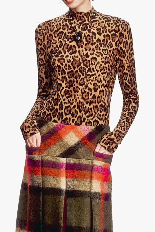 Anna Sui Leopard Knit Turtleneck
