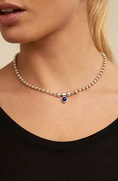 UNODE50 Sterling Plated Charm With Lapis Lazuli Stone