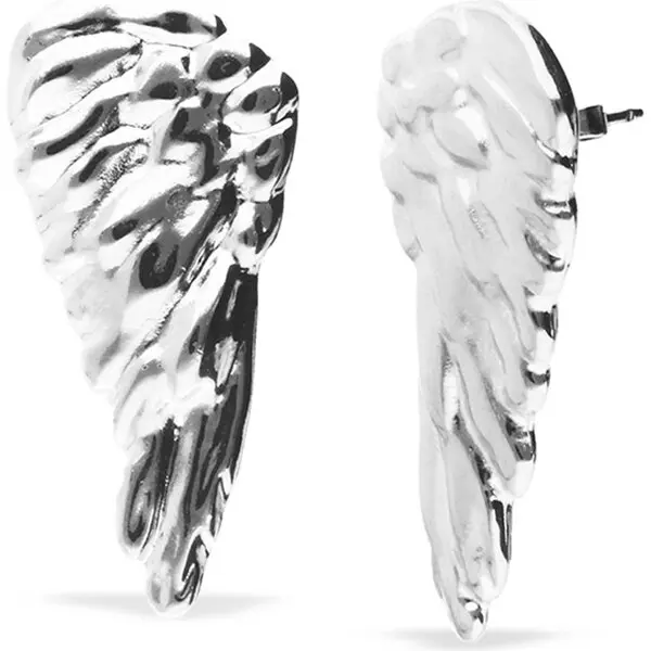 UNODE50 Sterling Plated Wing Earrings - Silver