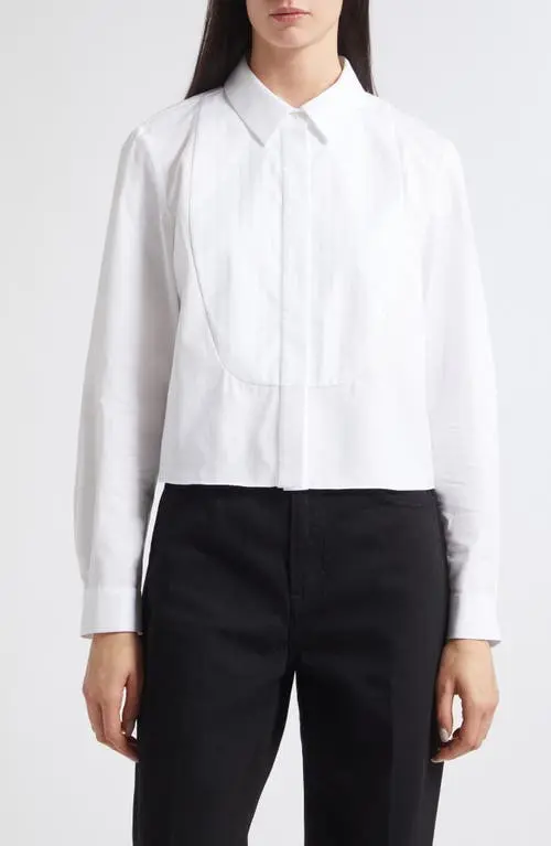 Partow Warren Cropped Stripe Bib Cotton Poplin Button-up Shirt
